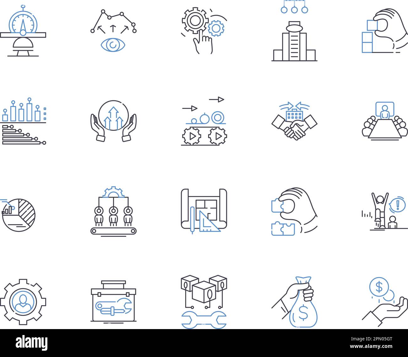 Factory production outline icons collection. Manufacture, Factory ...