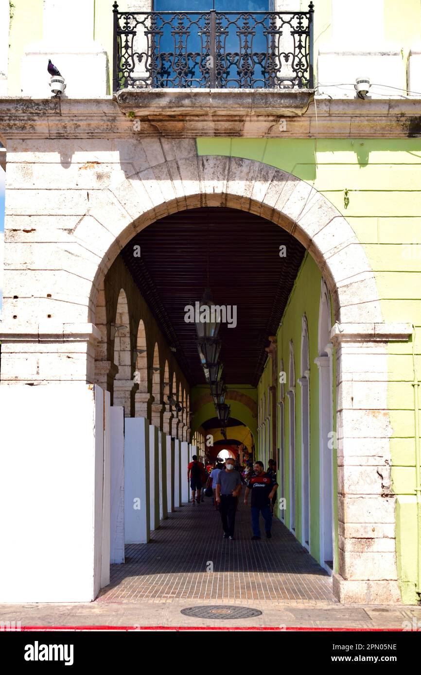 The arcade of the beautiful colonial Palacio de Gobierno del Estado de ...