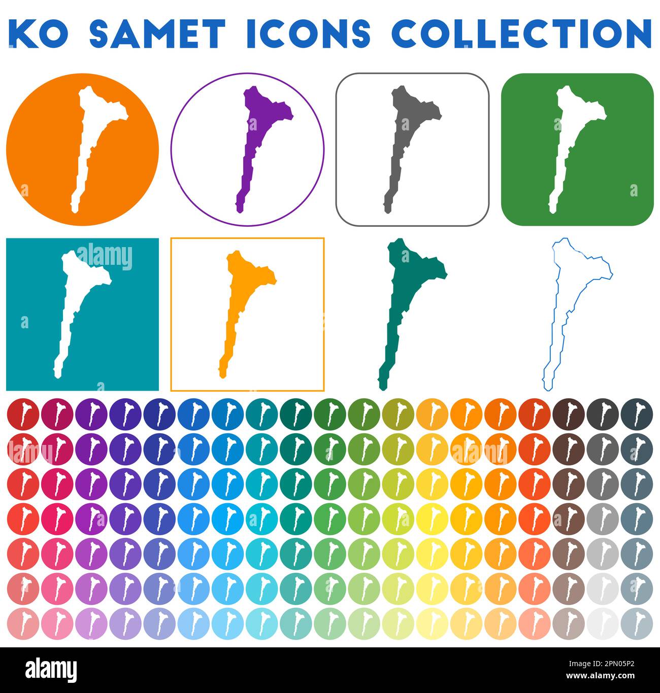 Ko Samet icons collection. Bright colorful trendy map icons. Modern Ko ...