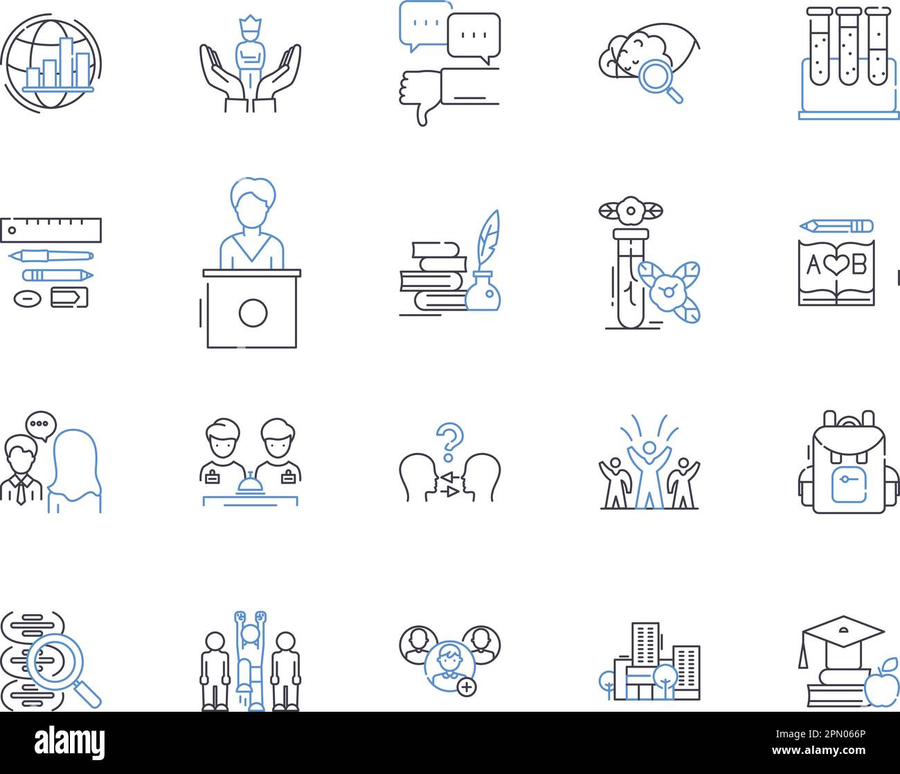 Educational Process Outline Icons Collection Learning Teaching
