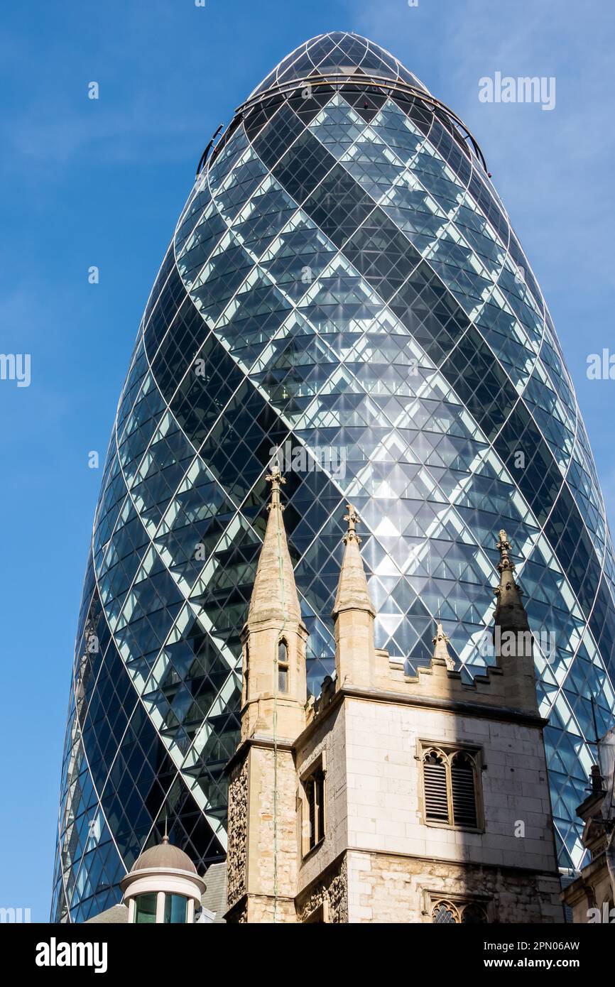 View of the Gherkin building in London Stock Photo - Alamy
