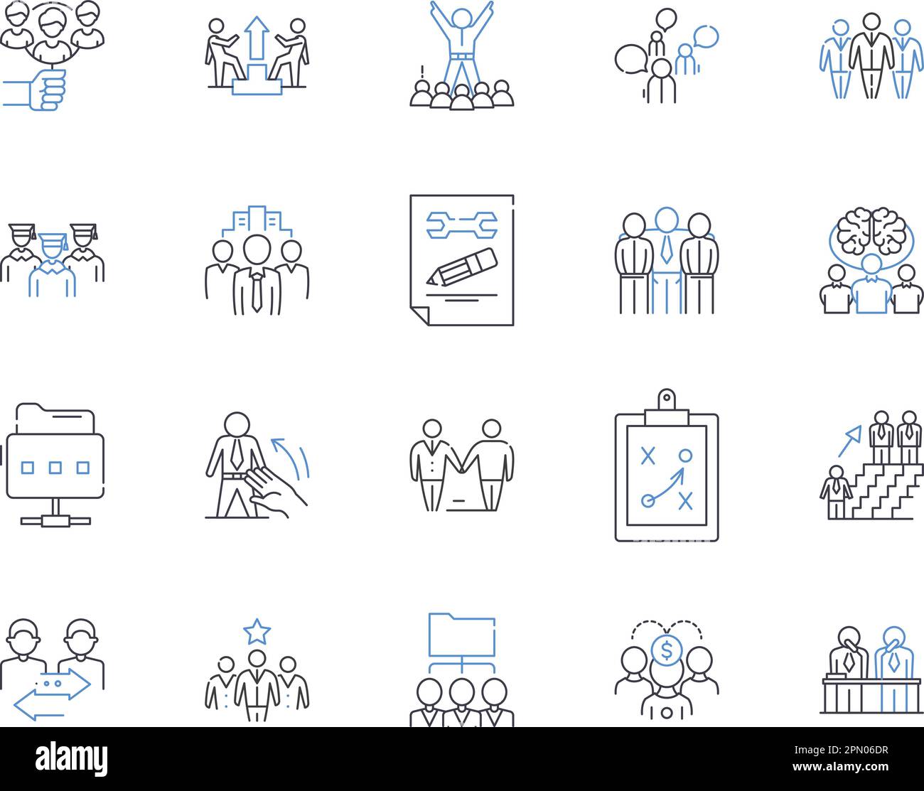 Team work outline icons collection. Collaboration, Cooperation, Unison ...