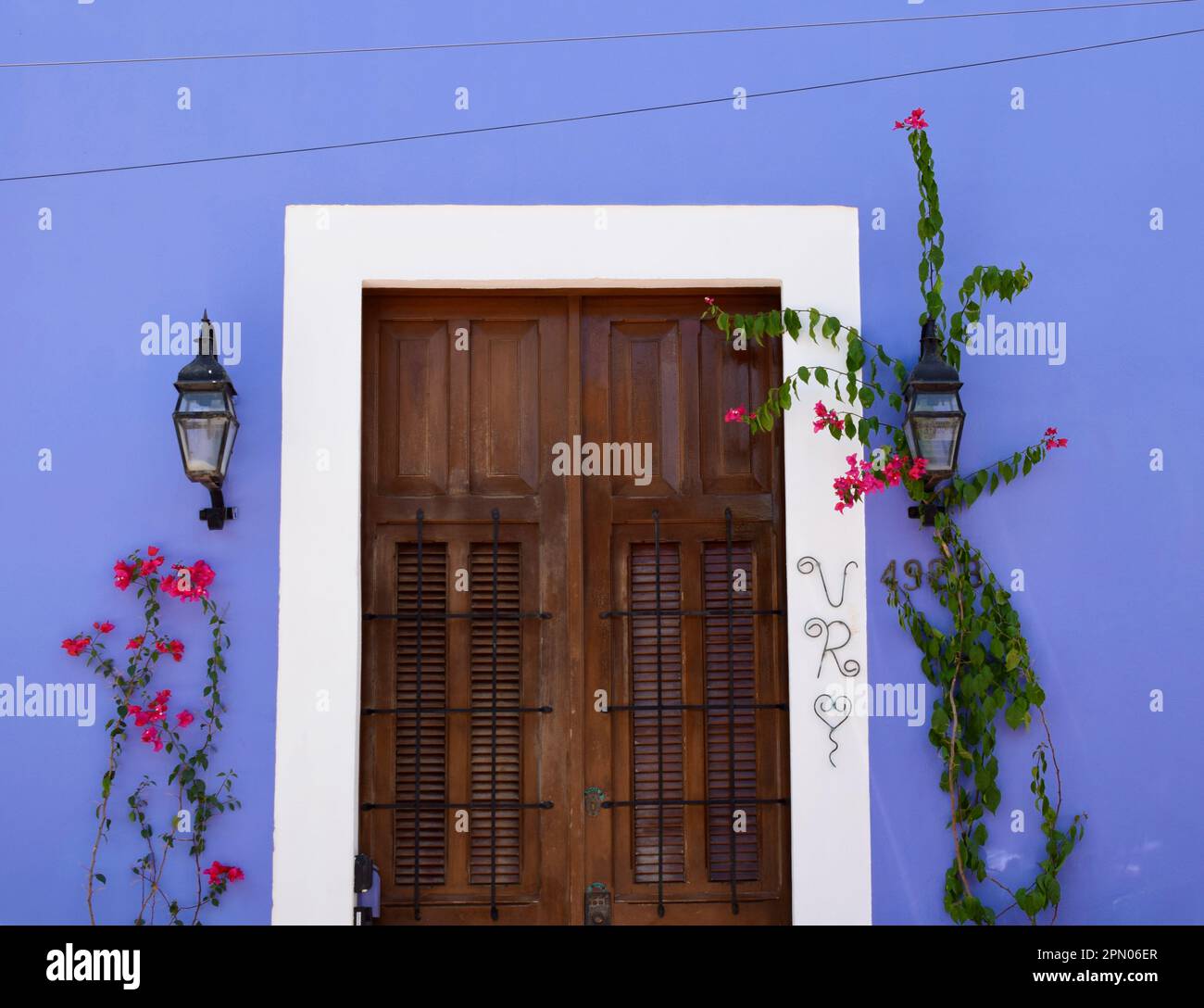 Old wooden door bougainvillea in hi-res stock photography and images ...