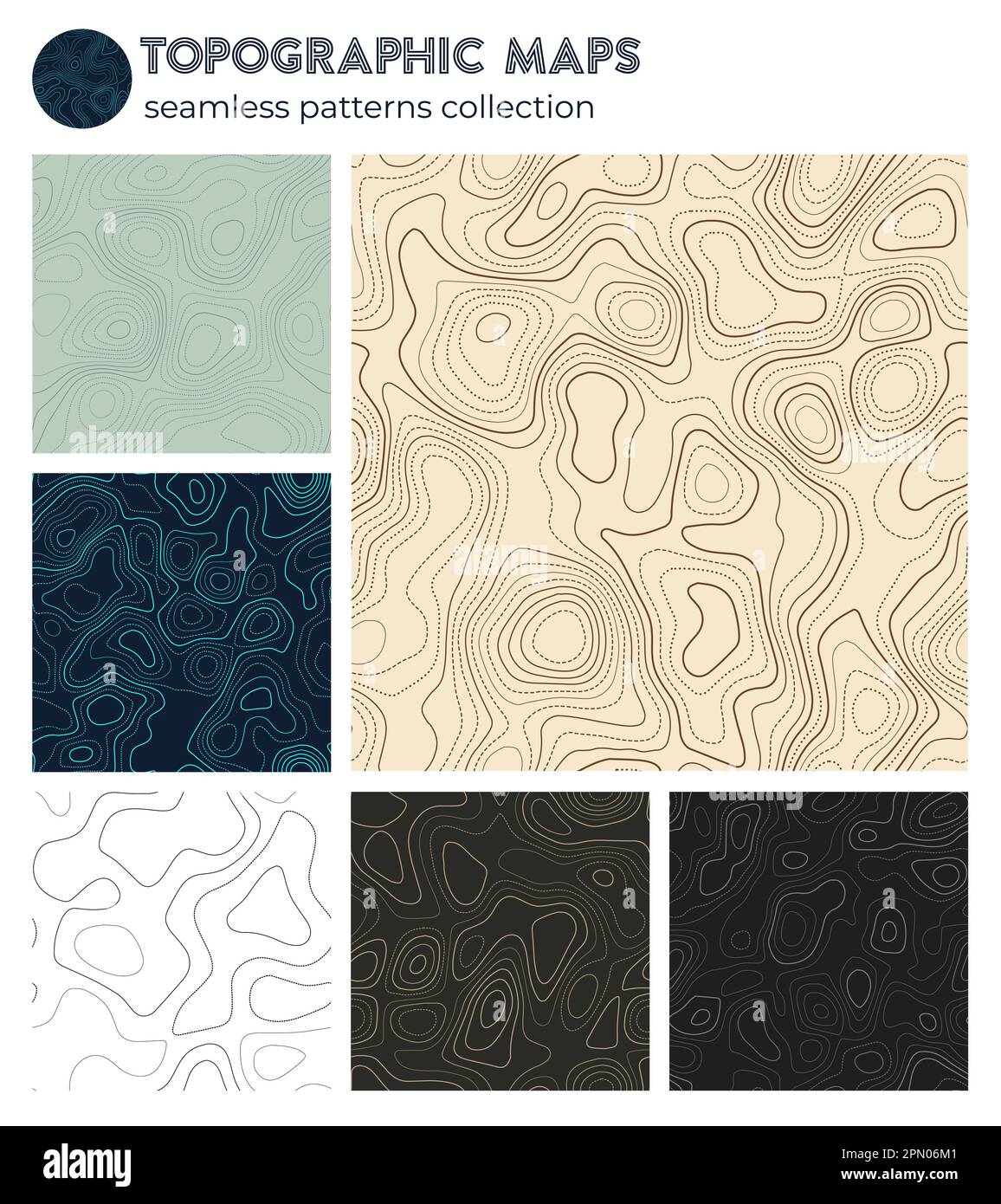 Topographic maps. Authentic isoline patterns, seamless design ...
