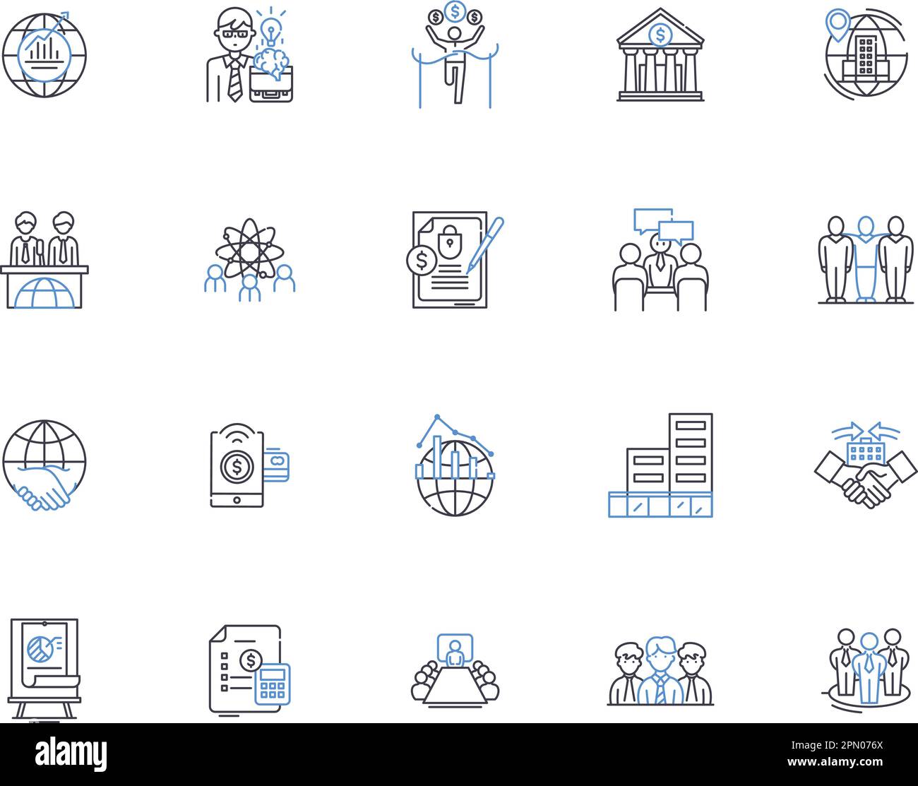 Global business outline icons collection. International, Commerce ...