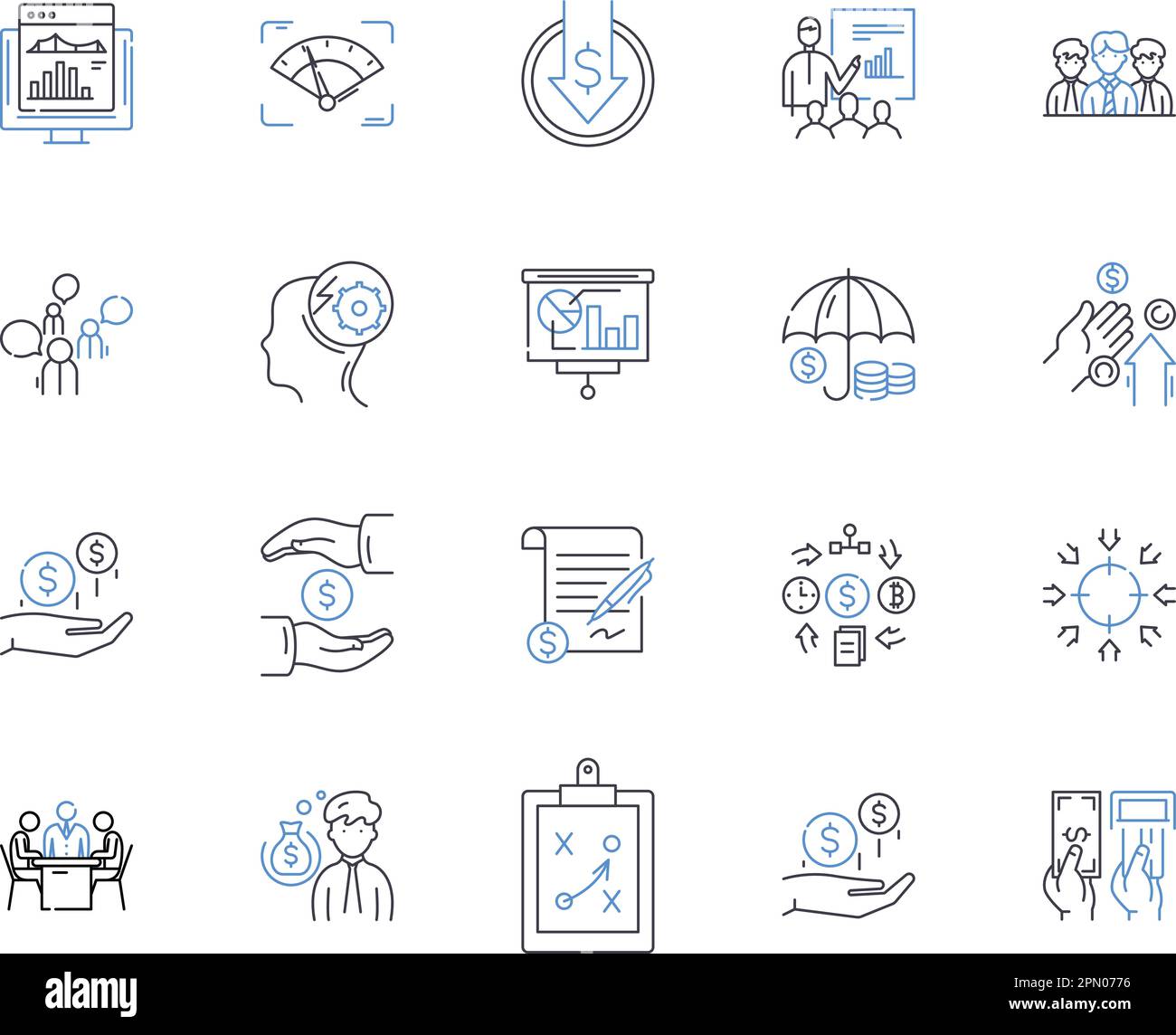 Business decisions outline icons collection. Strategy, Planning ...