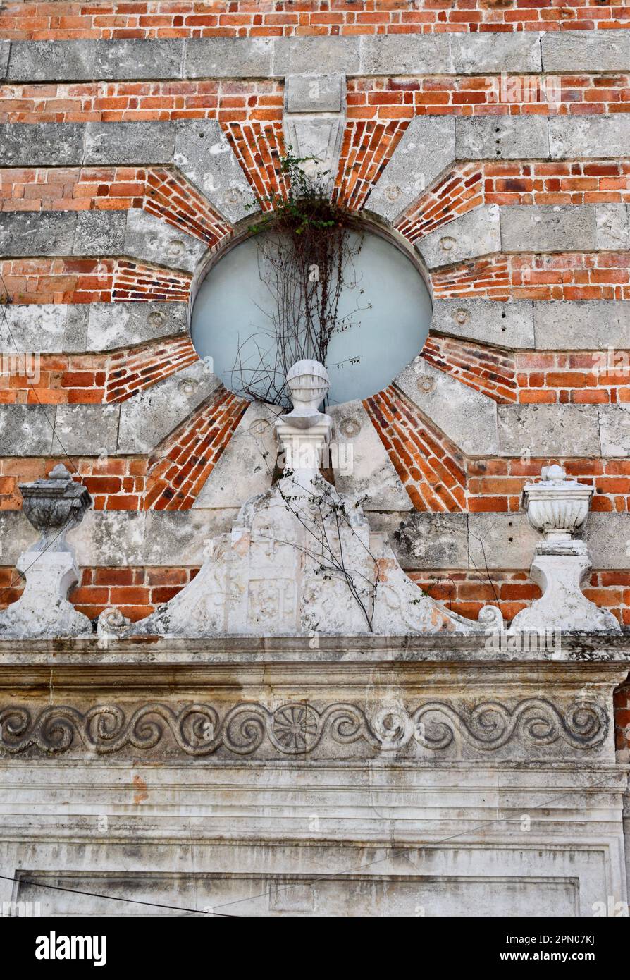 A close up of a colonial building's architectural detail of a medieval ...