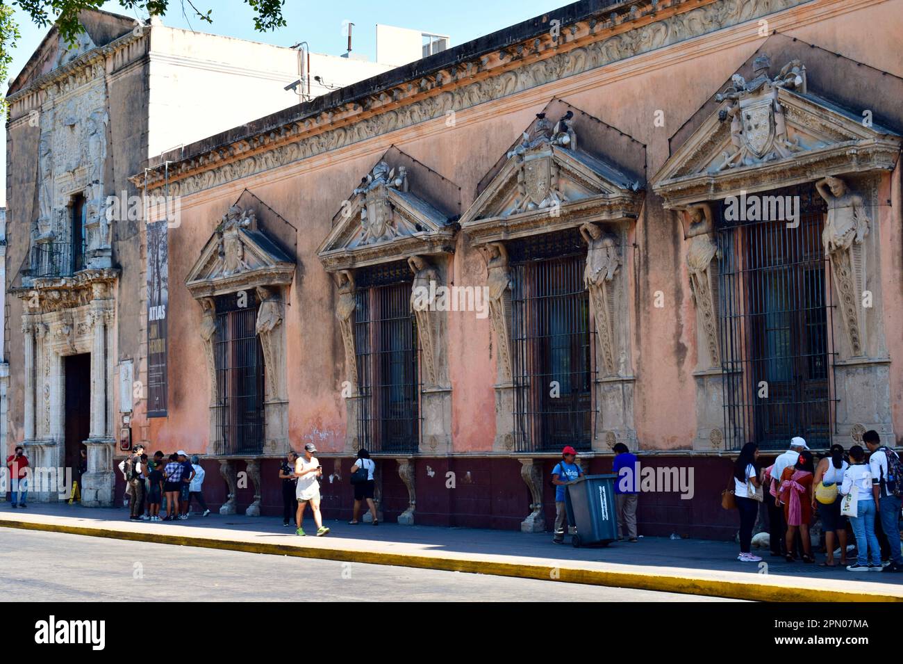 Casa Montejo museum on 63rd street, with pedestrians in the front, in ...