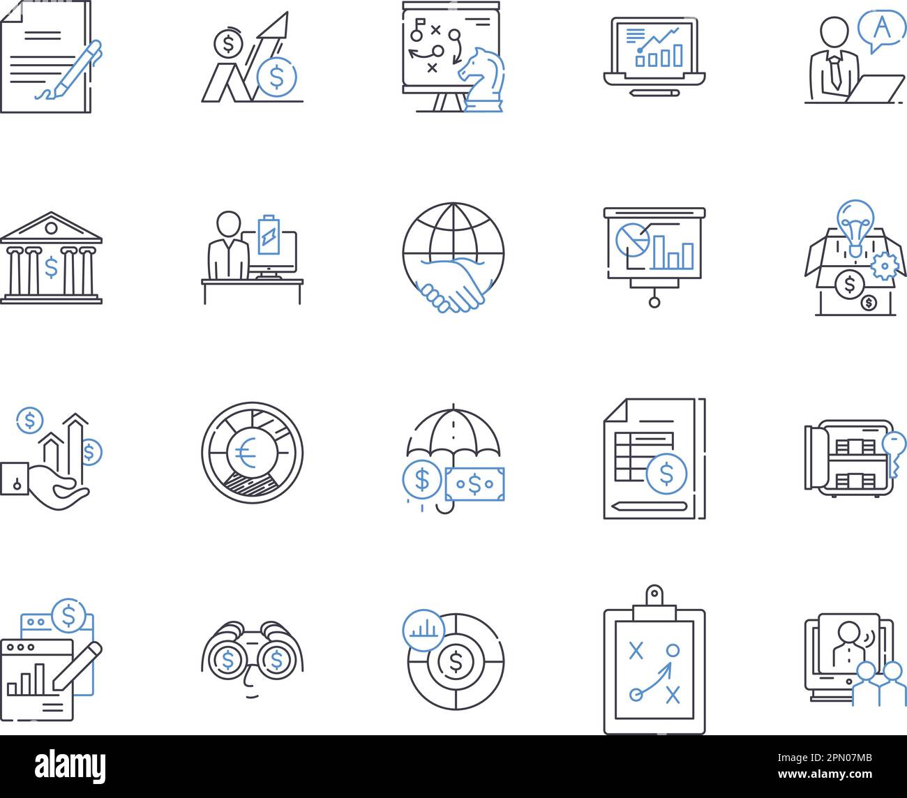 Financial advising outline icons collection. Financial, Advising ...