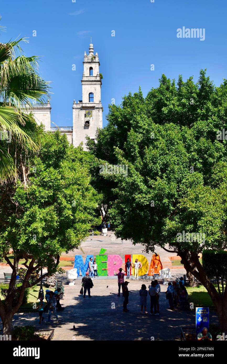 The Merida Cathedral aka Catedral de San Ildefonso, as seen from the ...