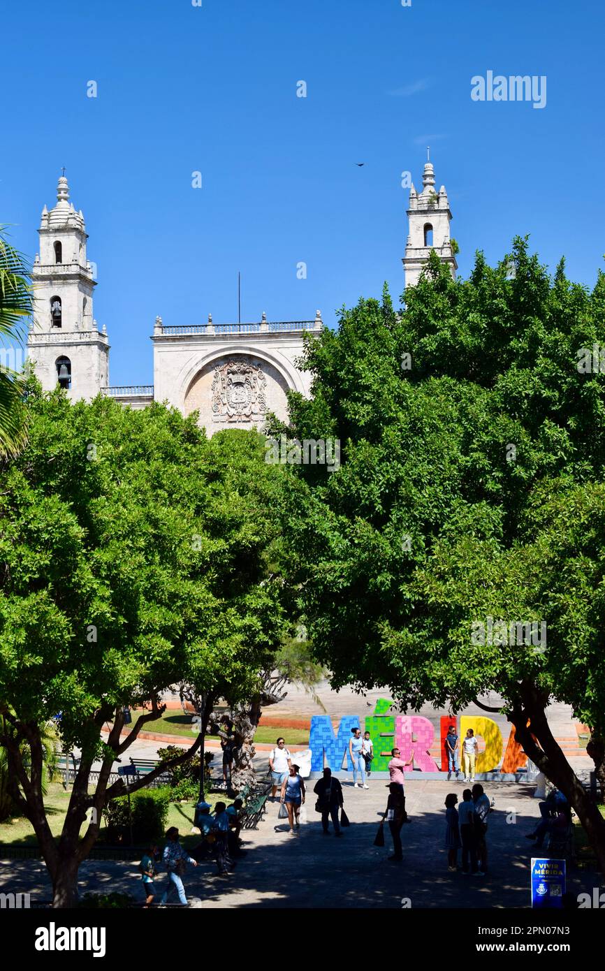 The Merida Cathedral aka Catedral de San Ildefonso, as seen from the ...