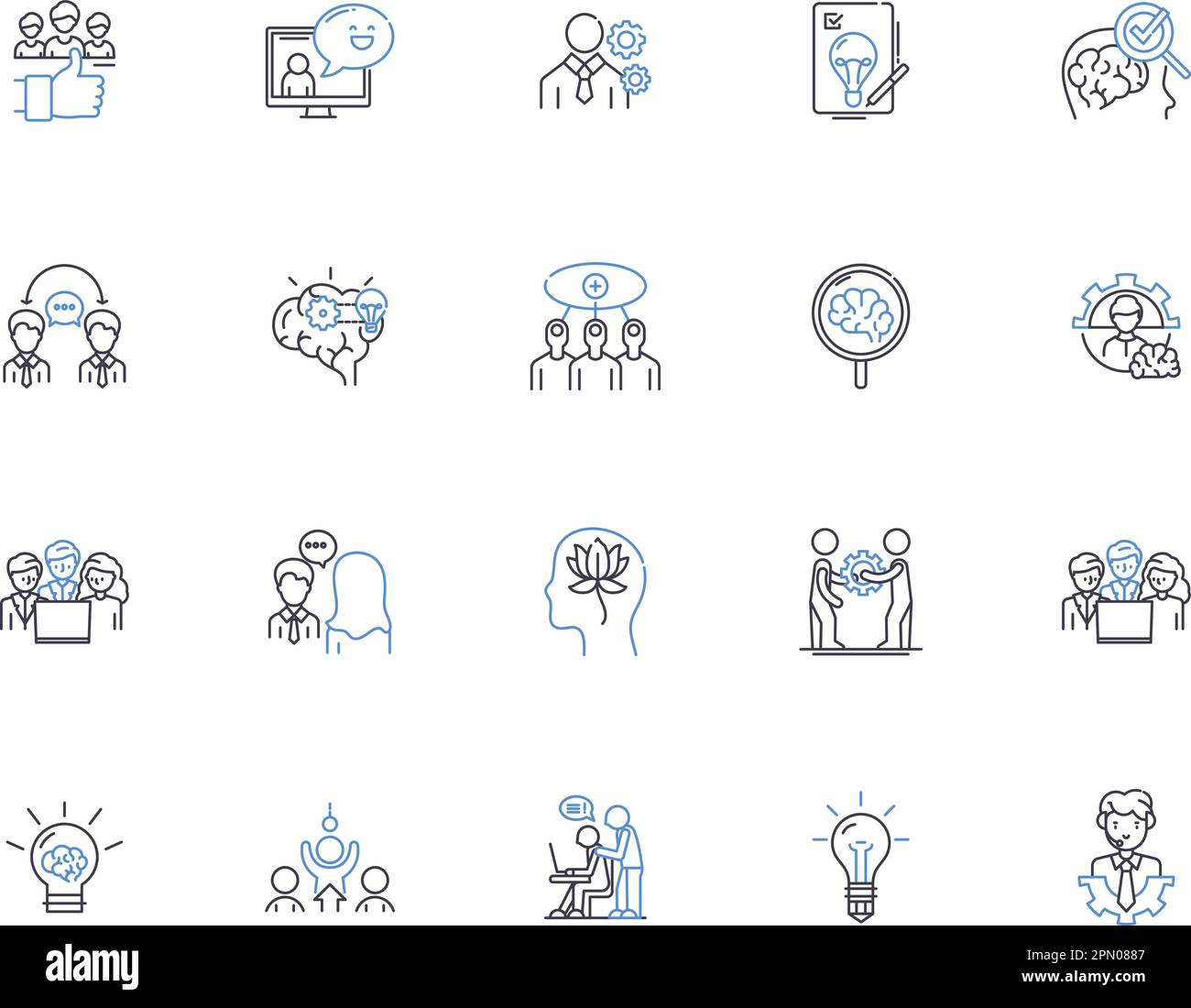 Thinking People Outline Icons Collection Thinking People