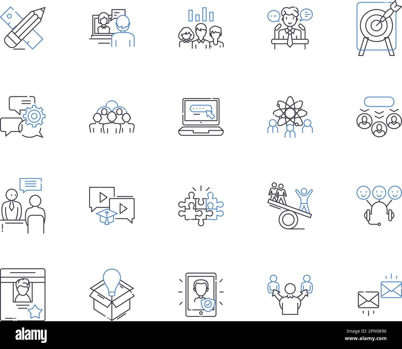 Startup Ecosystems outline icons collection. Incubators, Accelerators ...