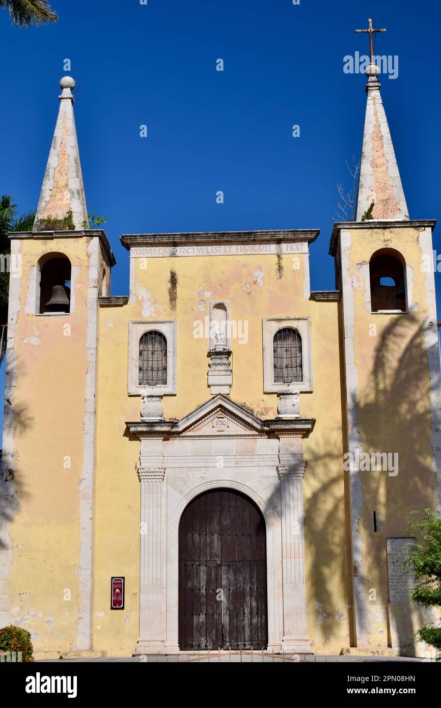 Santa Ana church in the colorful city of Merida, Yucatan, Mexico Stock ...