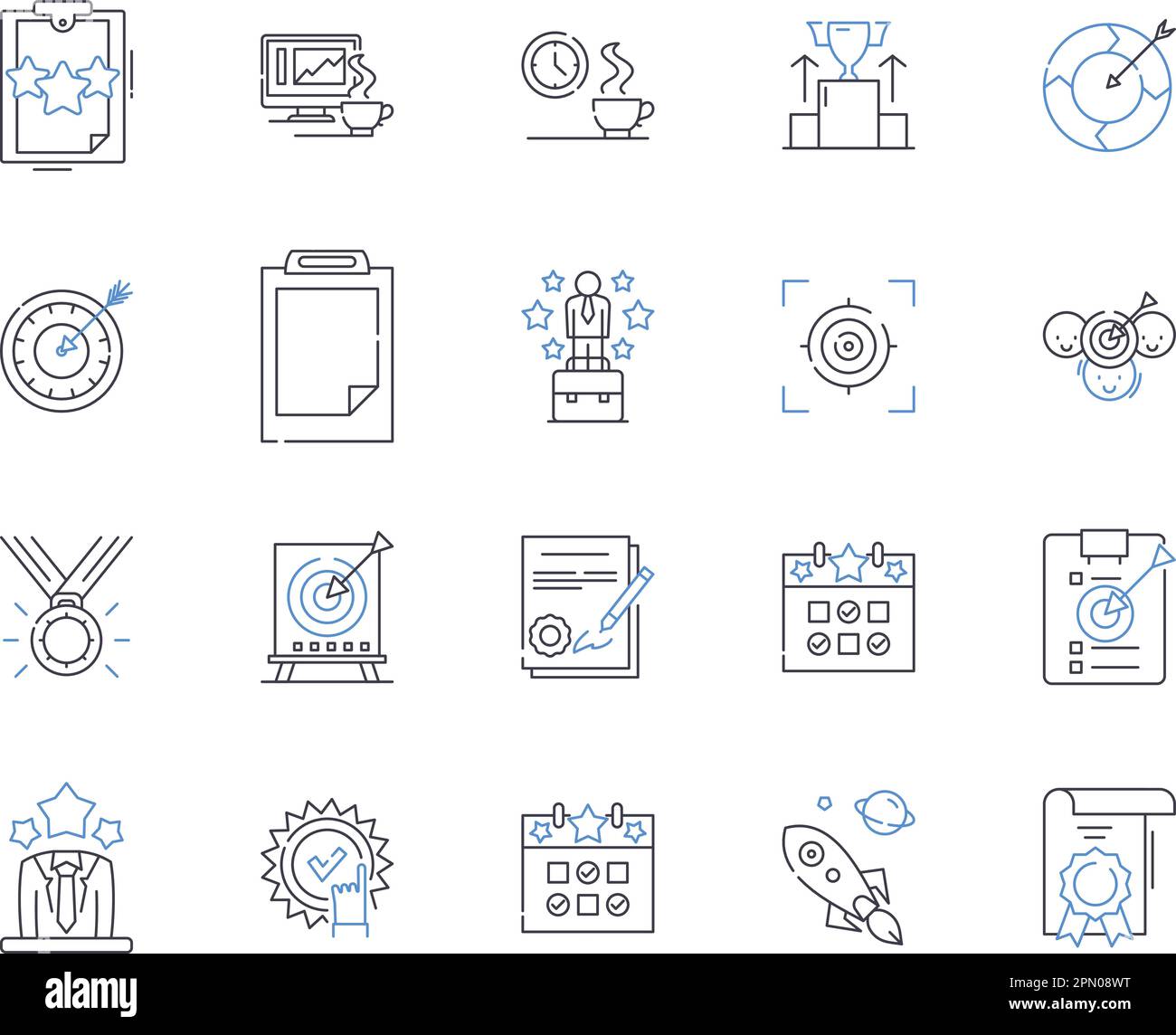 Collaborative management outline icons collection. Cooperation ...