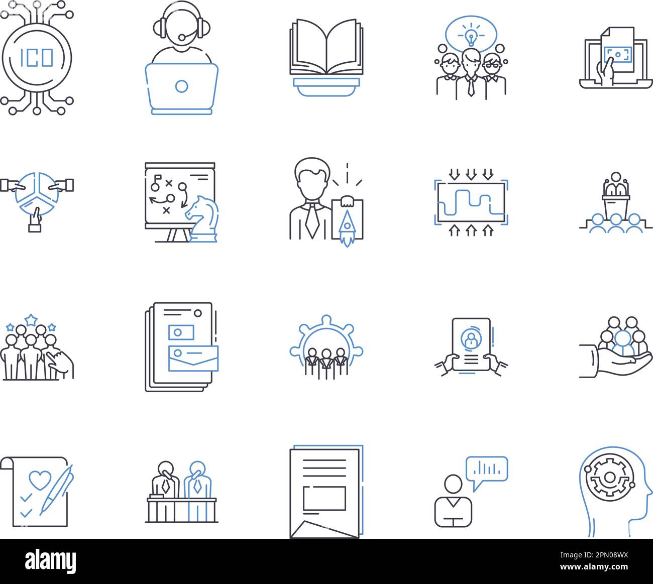 Social entrepreneurship outline icons collection. Social ...