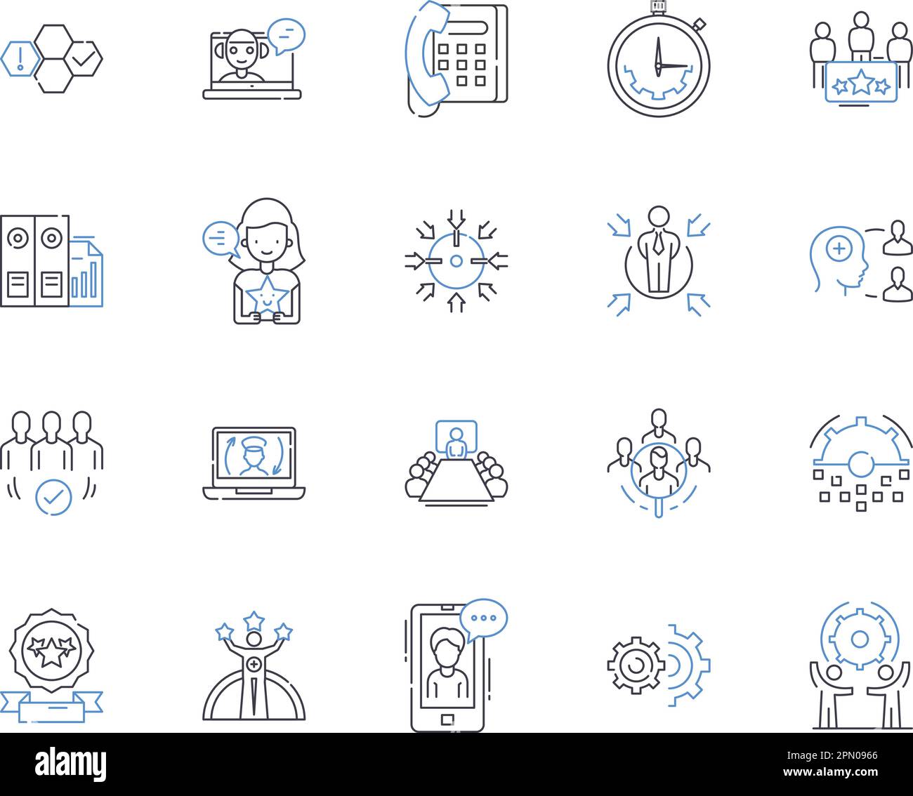 Business connections outline icons collection. Networking, Contacts ...