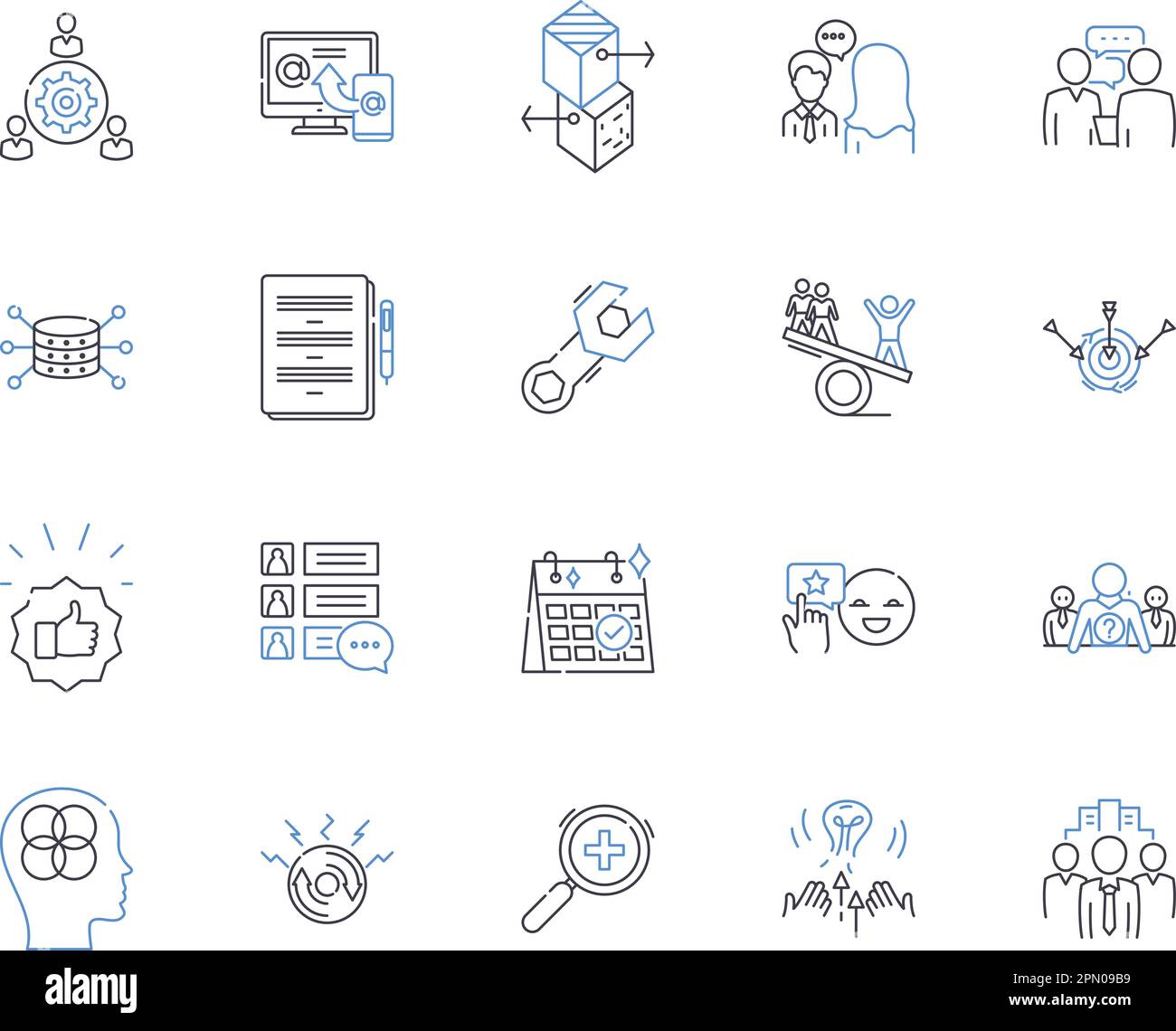 Partnership cooperation outline icons collection. Collaboration ...
