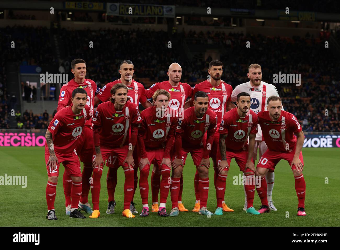 Milan, Italy, 15th April 2023. The AC Monza starting eleven line up for ...