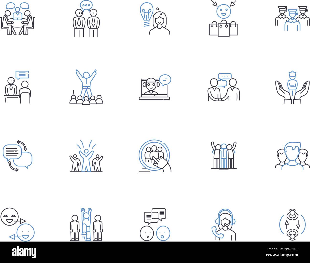 Coaching outline icons collection. Mentoring, Guiding, Instructing, Counselling, Training ...