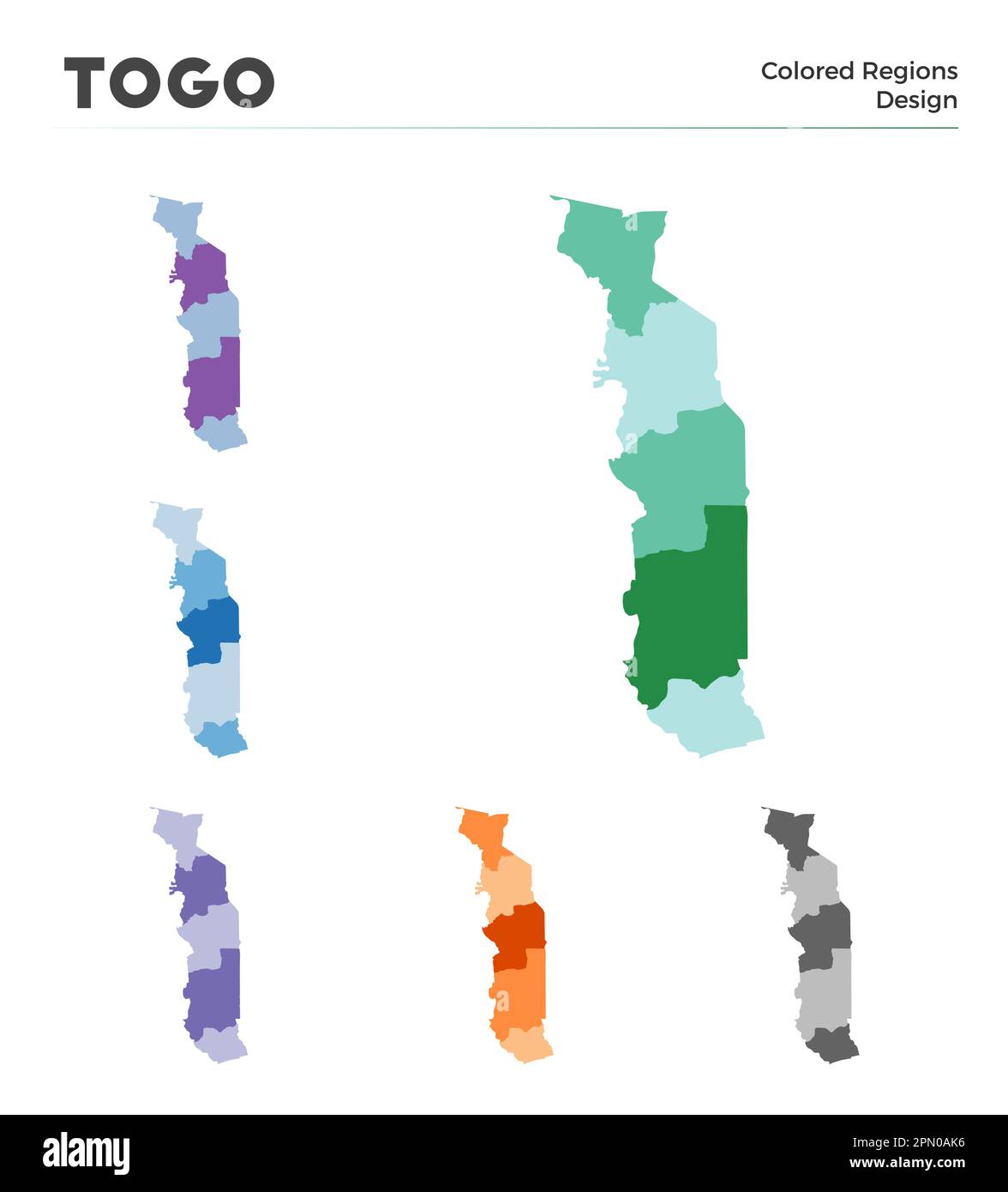 Togo map collection. Borders of Togo for your infographic. Colored country regions. Vector ...
