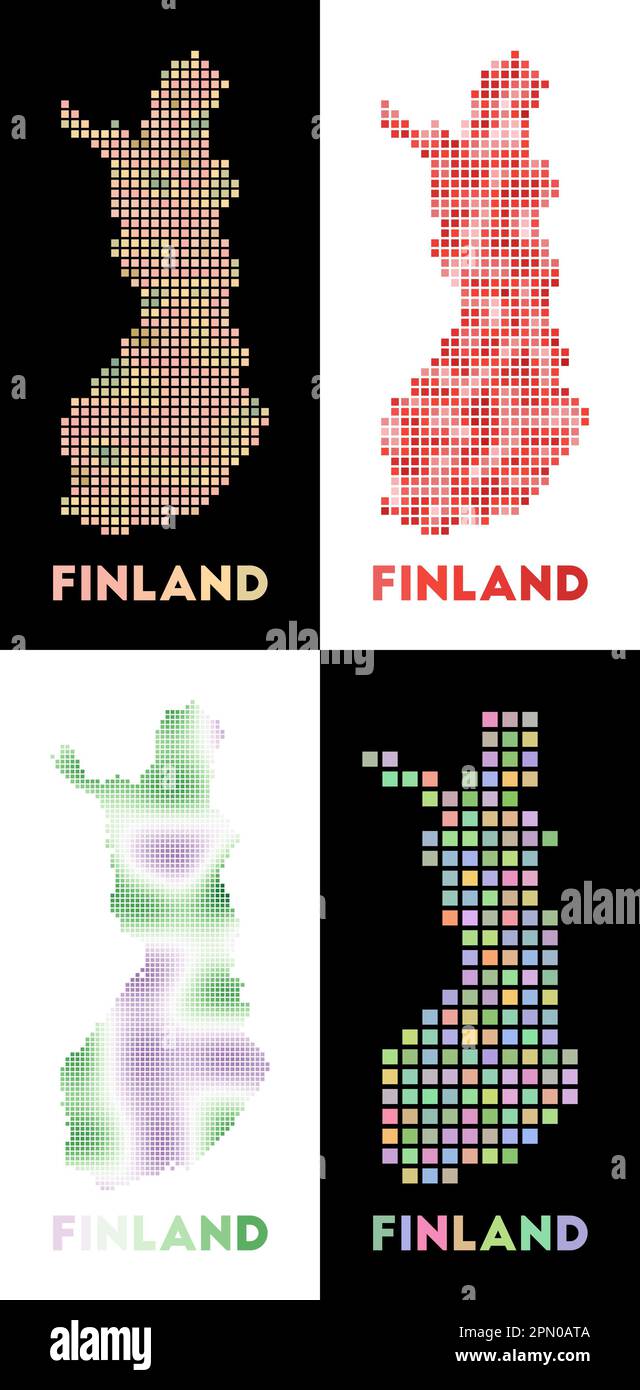 Finland map. Collection of maps of Finland in dotted style. Borders of ...