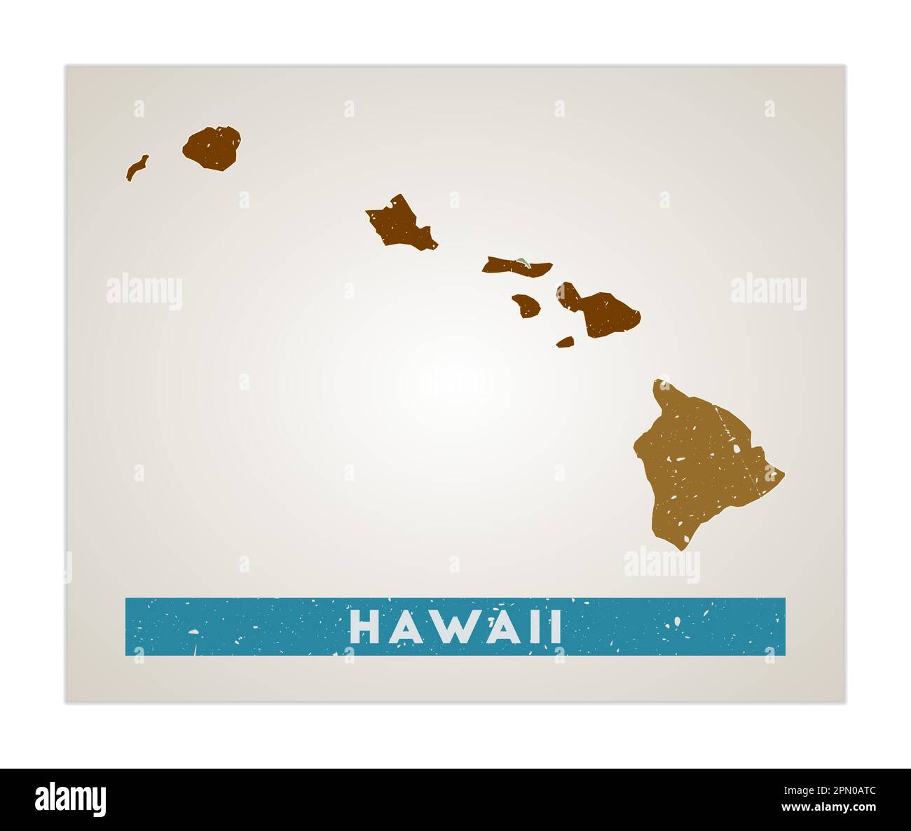 Hawaii map. US state poster with regions. Old grunge texture. Shape of ...
