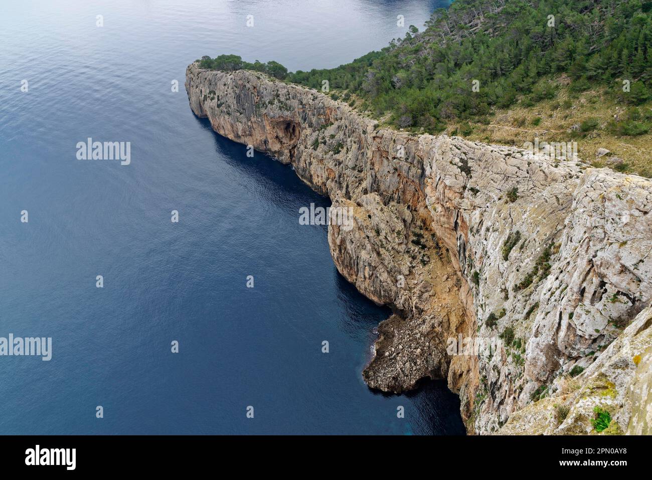 View from the viewpoint Mirador es Colomer to the coastr, Mallorca ...