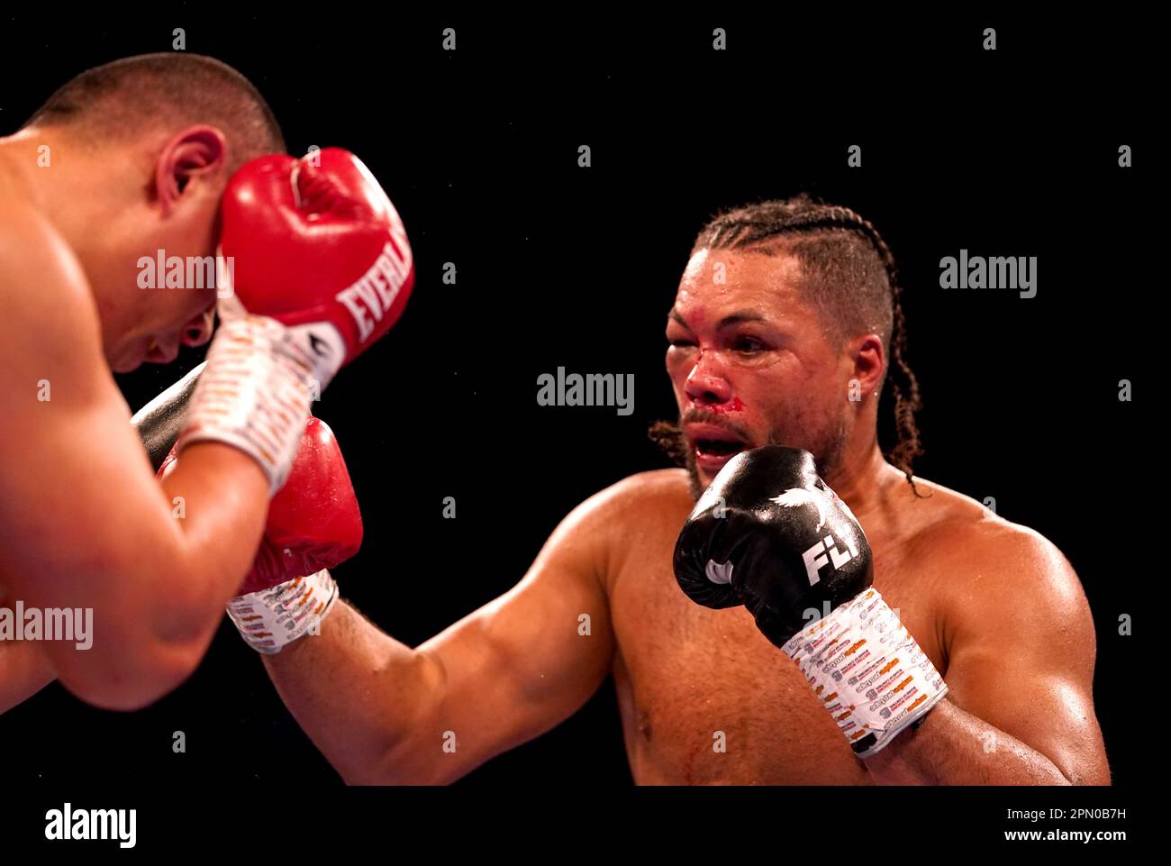 Joe Joyce (right) in action against Zhilei Zhang during their WBO ...