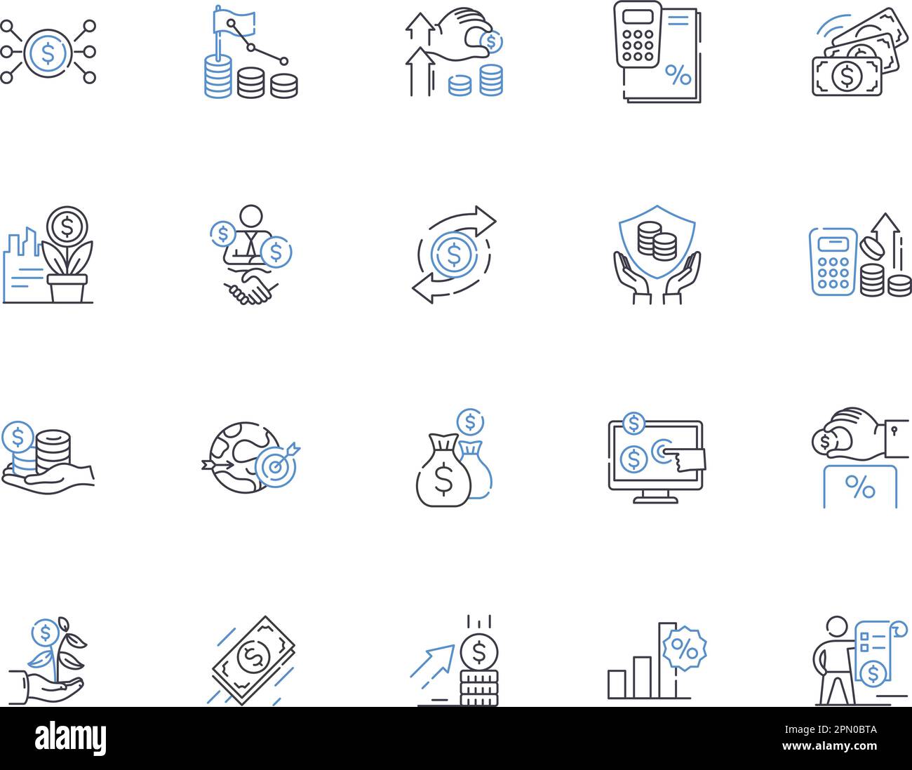 Investment management outline icons collection. Invest, Management ...