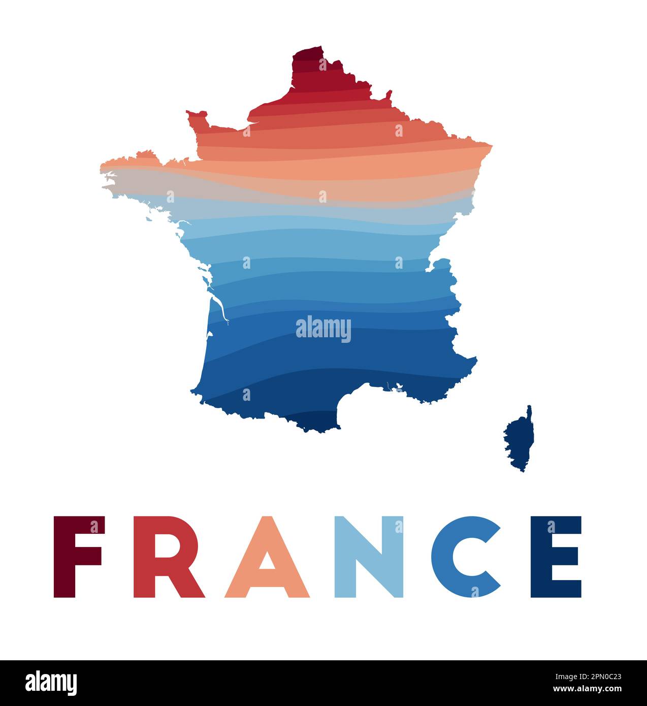 France map. Map of the country with beautiful geometric waves in red ...