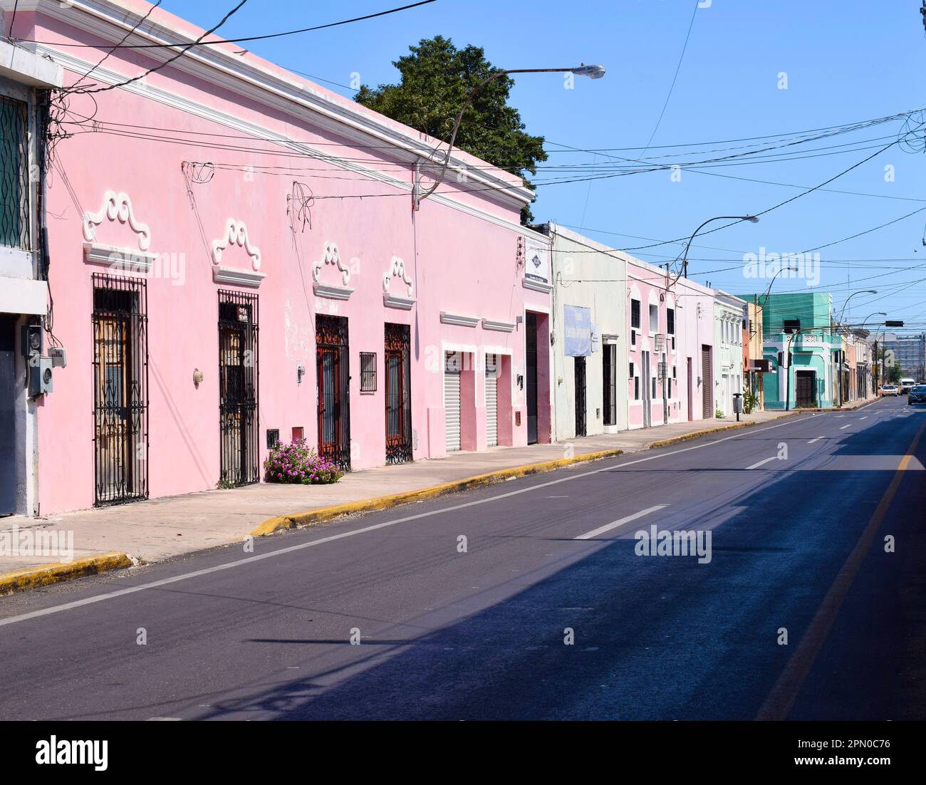 The beautiful and colorful streets of the historic city of Merida ...