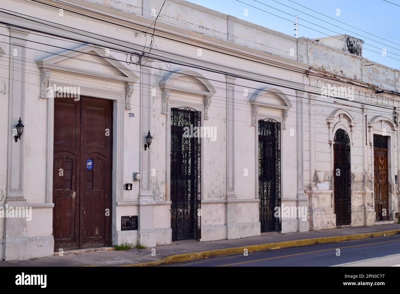The beautiful facade of a colonial building in the historic city of ...