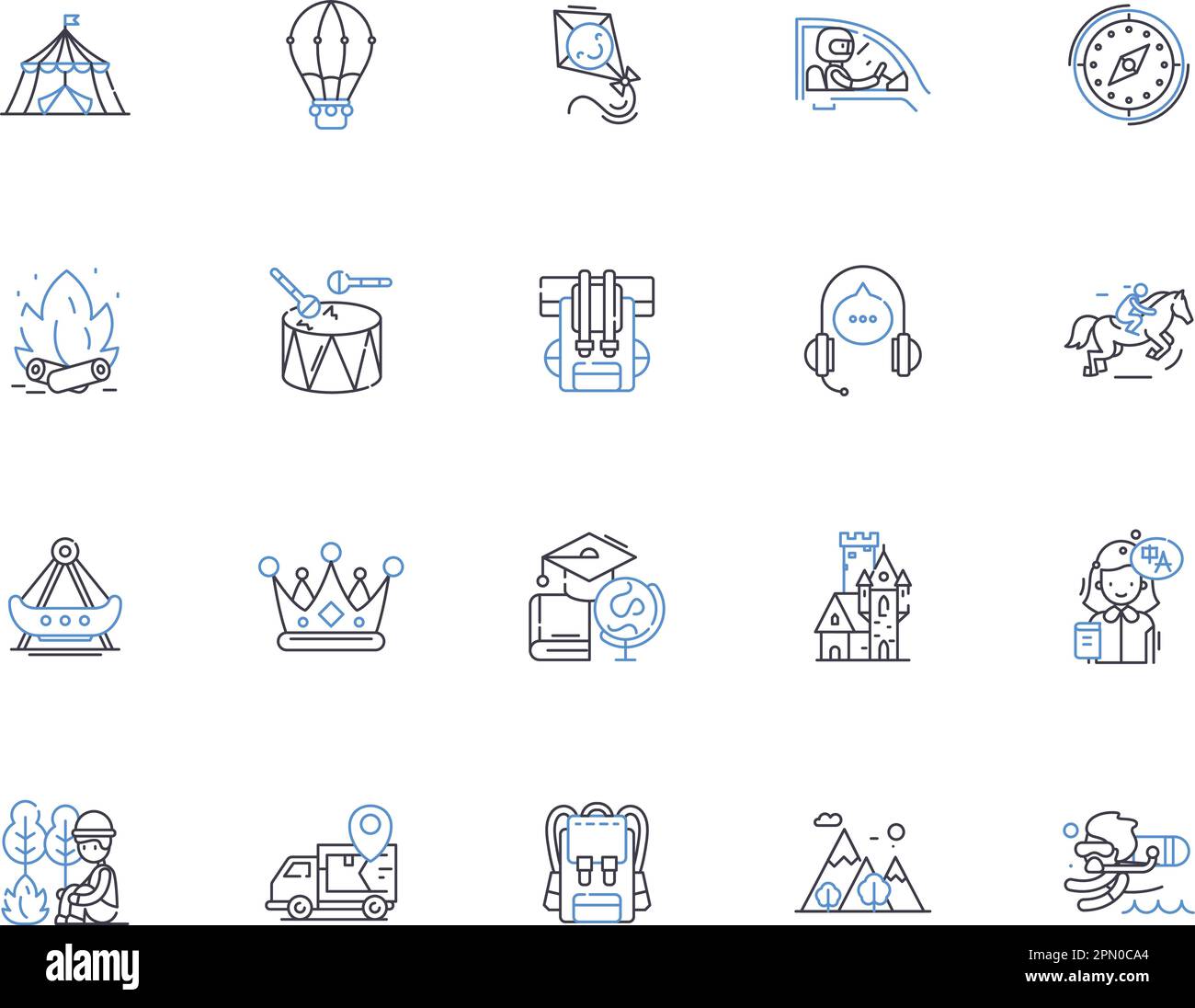 Adventure outline icons collection. Exploration, Trekking, Hiking ...