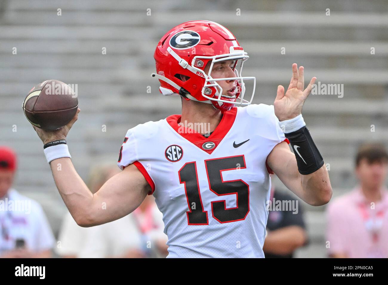 ATHENS, GA - APRIL 15: Georgia Bulldogs Jr. QB Carson Beck (15) during ...