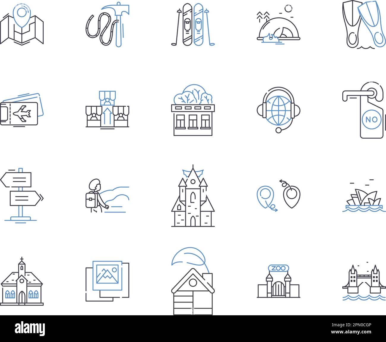 Holiday company outline icons collection. Vacation, Tour, Travel ...