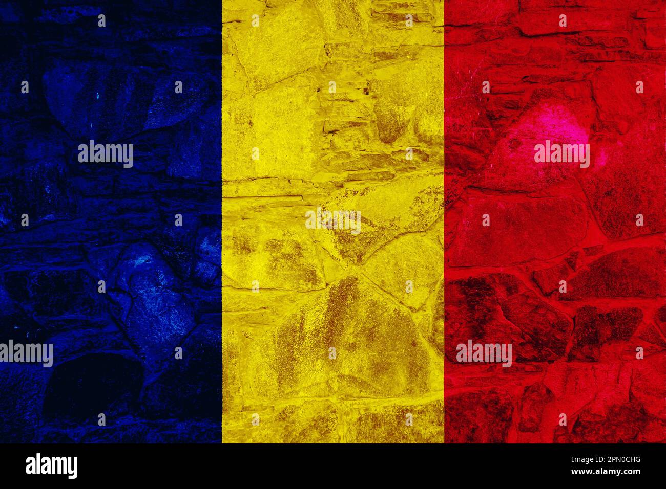 Flag of the Republic of Chad on a textured background. Concept collage ...