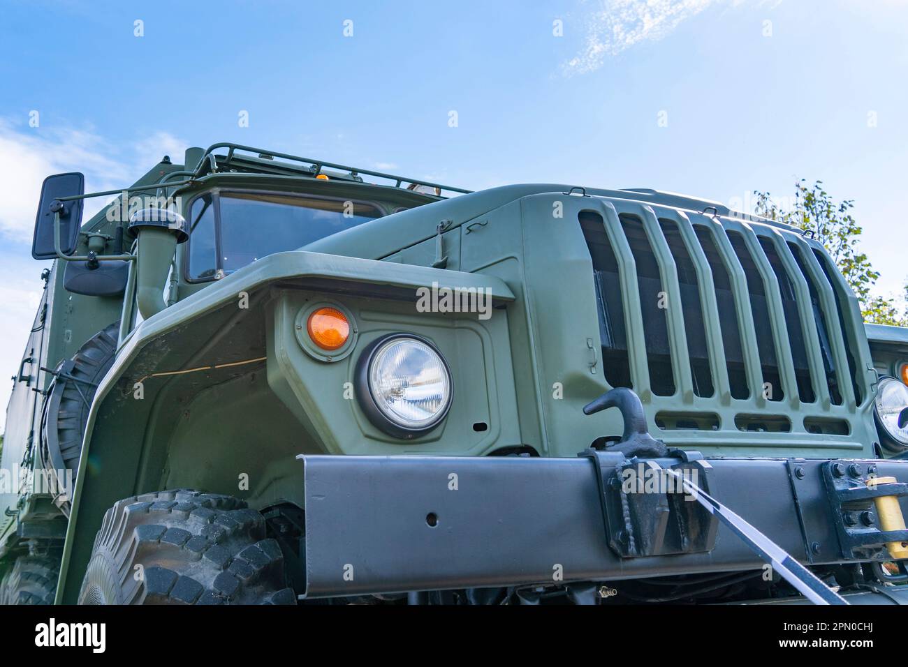 Green, soviet, military truck side bottom view Stock Photo - Alamy