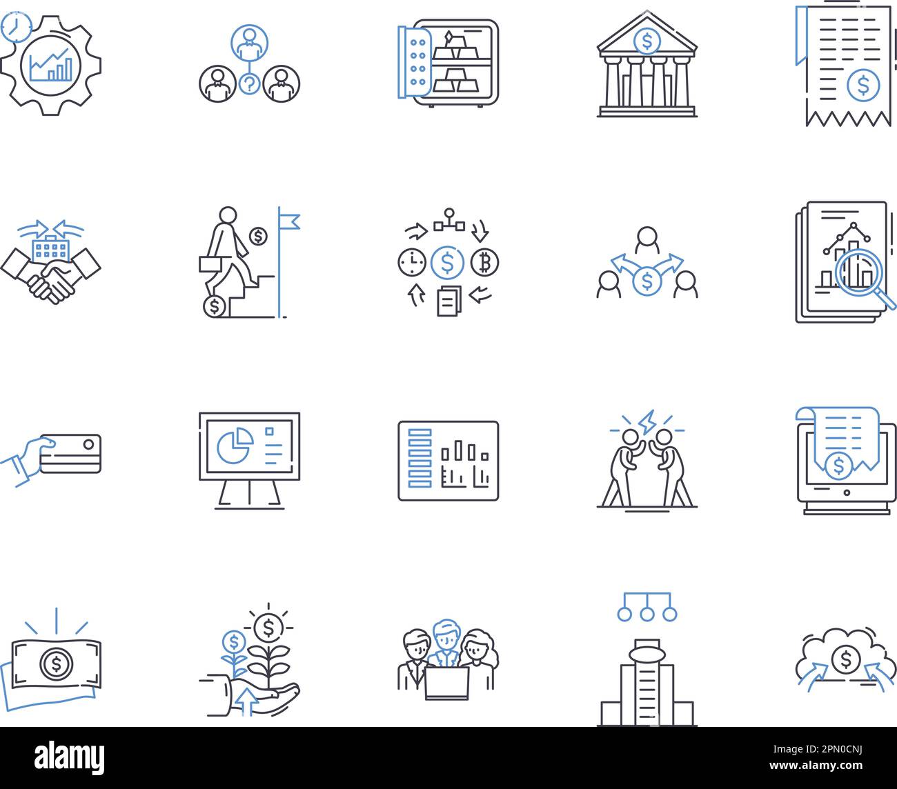 Bank and financial strategy outline icons collection. Banking, Finance ...