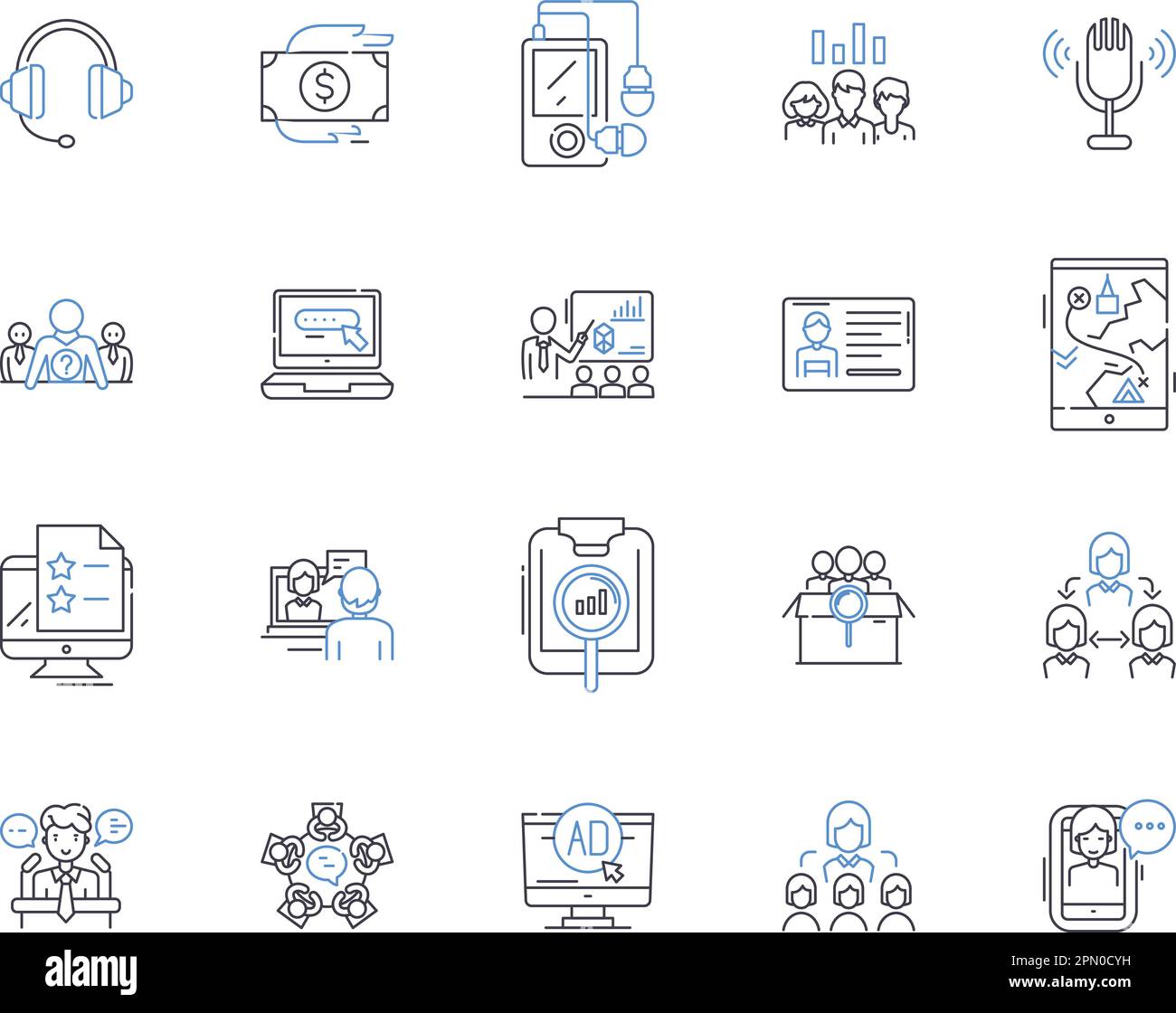 Business community outline icons collection. Business, Community ...