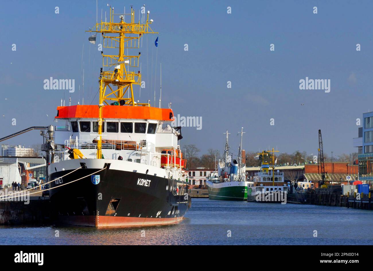 Survey vessel Komet in the fishing port of Bremerhaven, Germany Stock ...