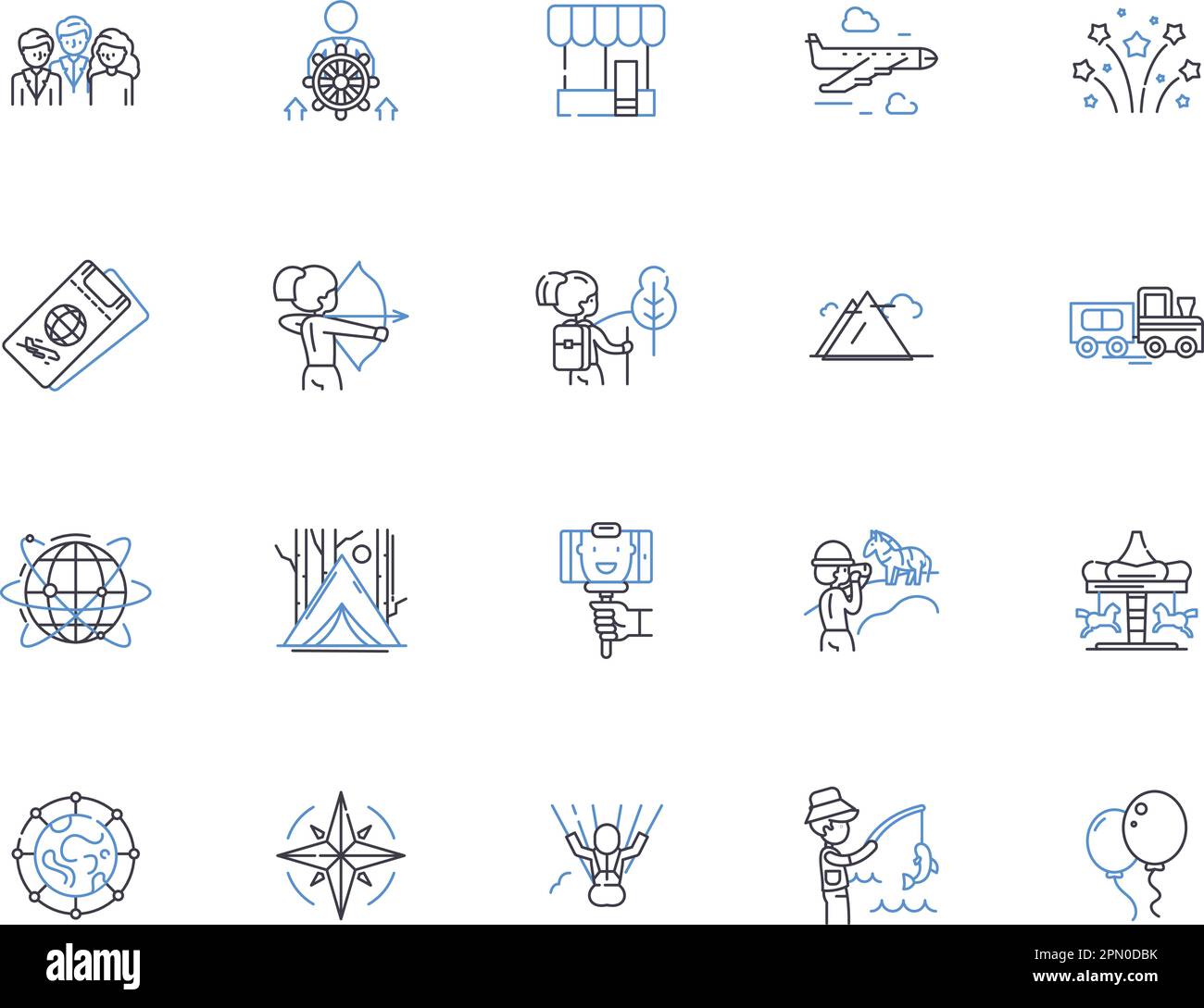 Adventure outline icons collection. Exploration, Trekking, Hiking ...