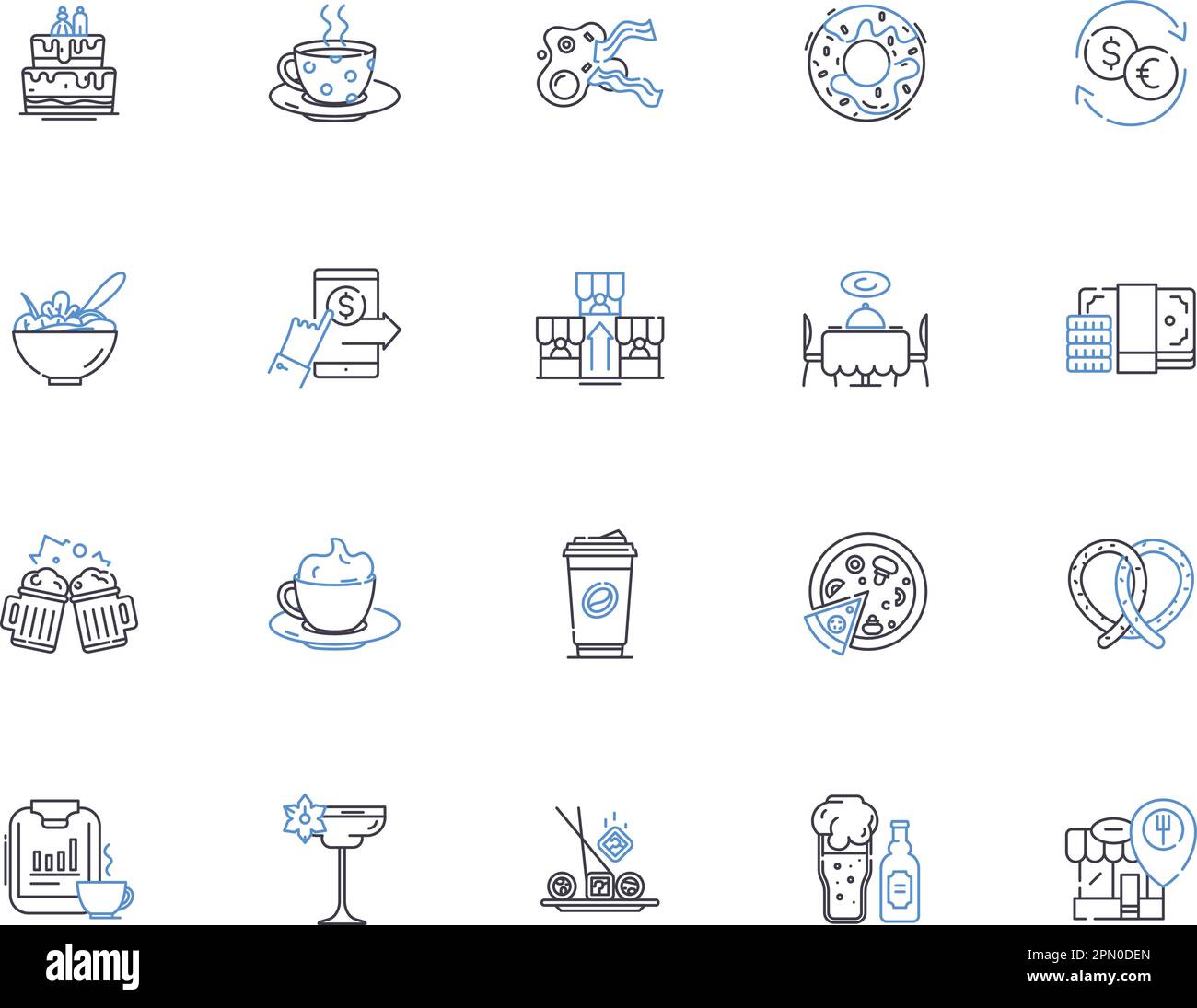 Cafe outline icons collection. Cafe, Coffee, Espresso, Latte ...