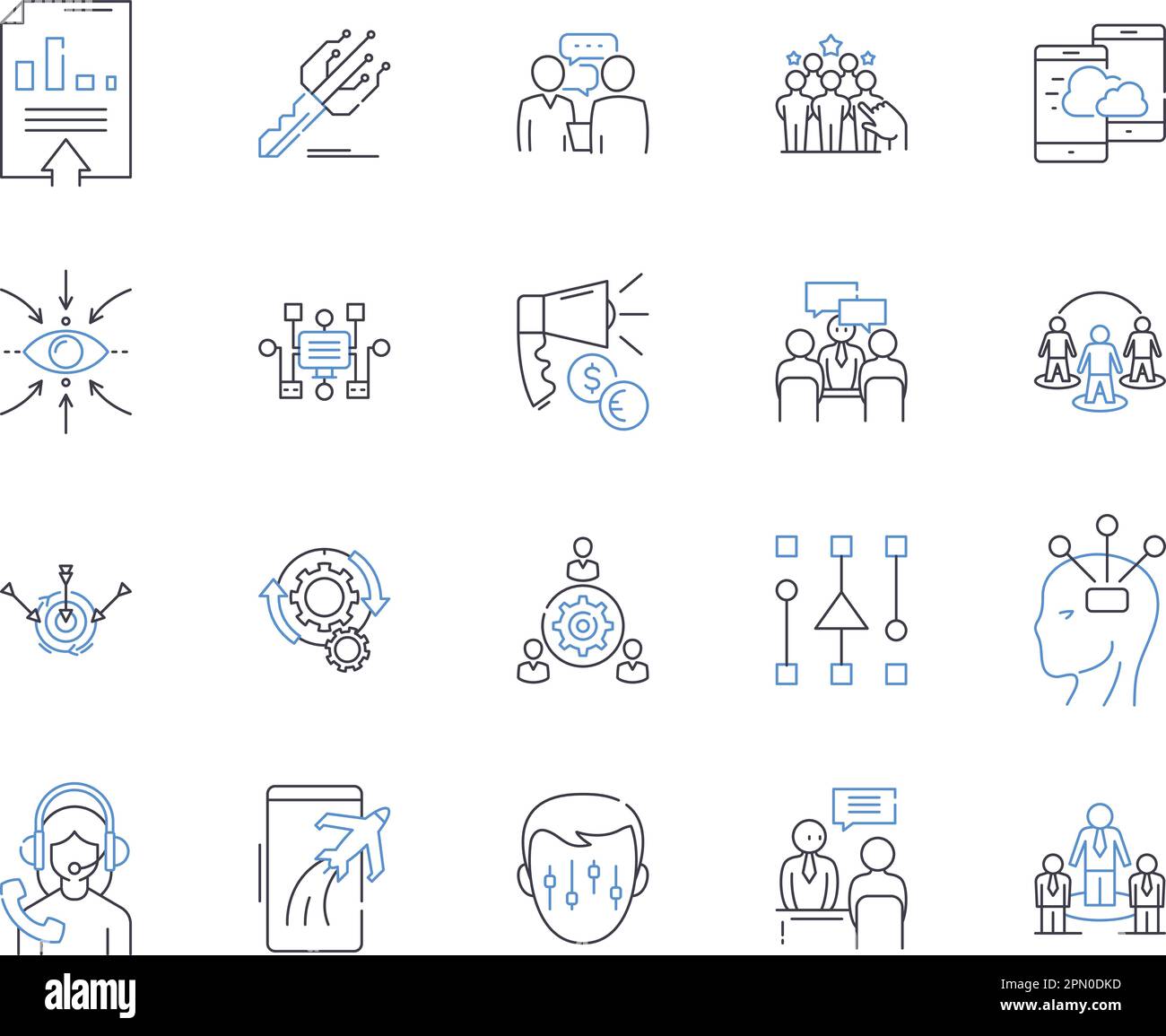 Cooperation outline icons collection. Collaboration, Joint-effort ...