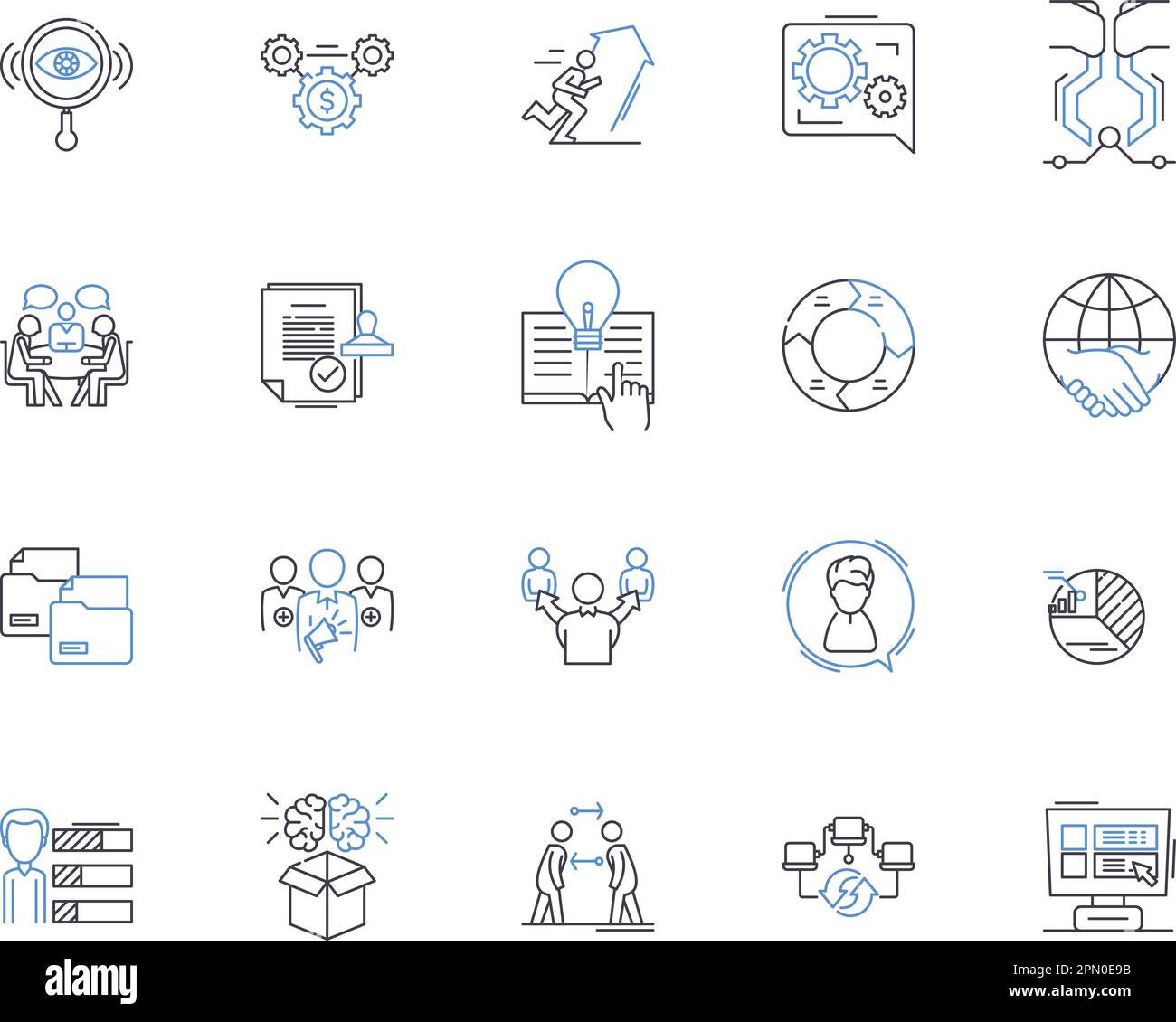 Partnership cooperation outline icons collection. Collaboration ...