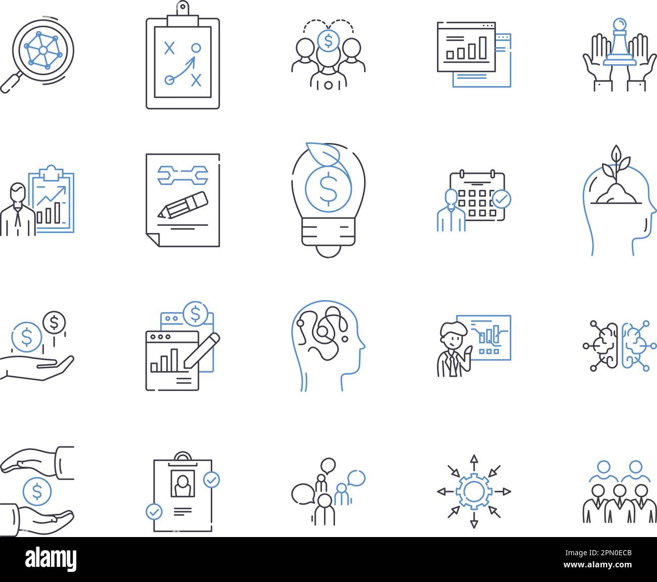 Business statistics outline icons collection. Business, Statistics ...
