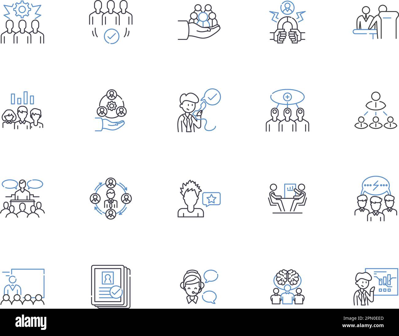 Staff outline icons collection. Personnel, Employees, Associates ...