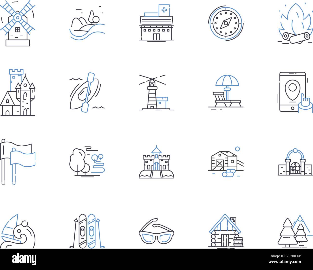 Holiday company outline icons collection. Vacation, Tour, Travel ...