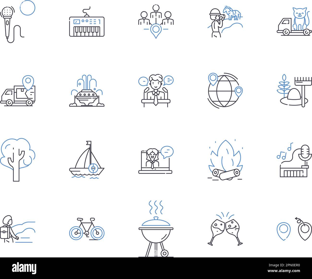 Leisure and holidays outline icons collection. Tourism, Vacation ...