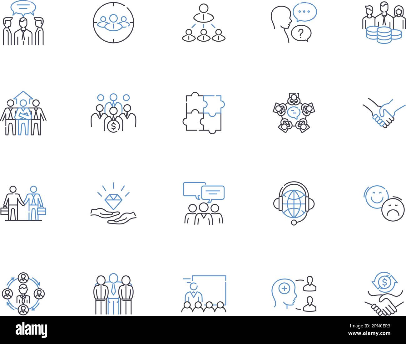 Partnership outline icons collection. Collaboration, Association, Union ...